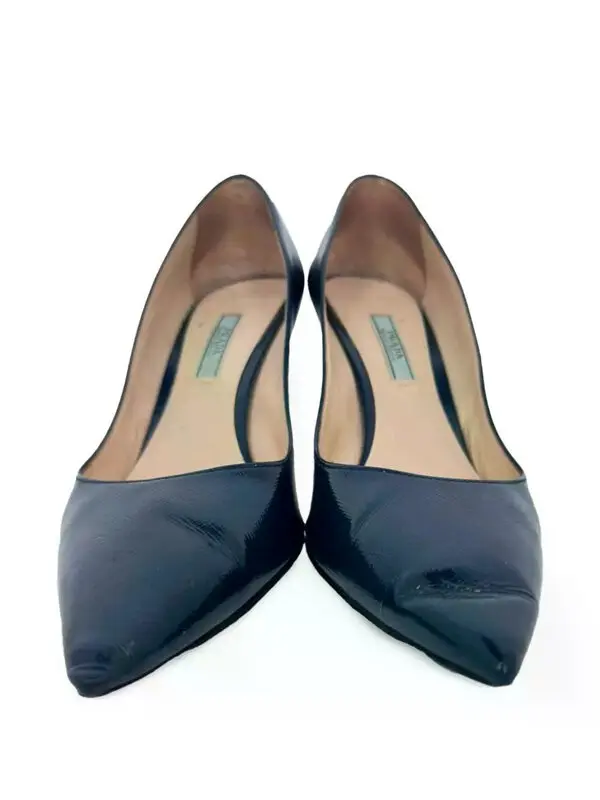 Prada Navy Patent Leather Stiletto Pumps