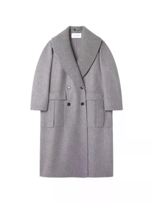 LANVIN Ribbed-collar Double-breasted Coat