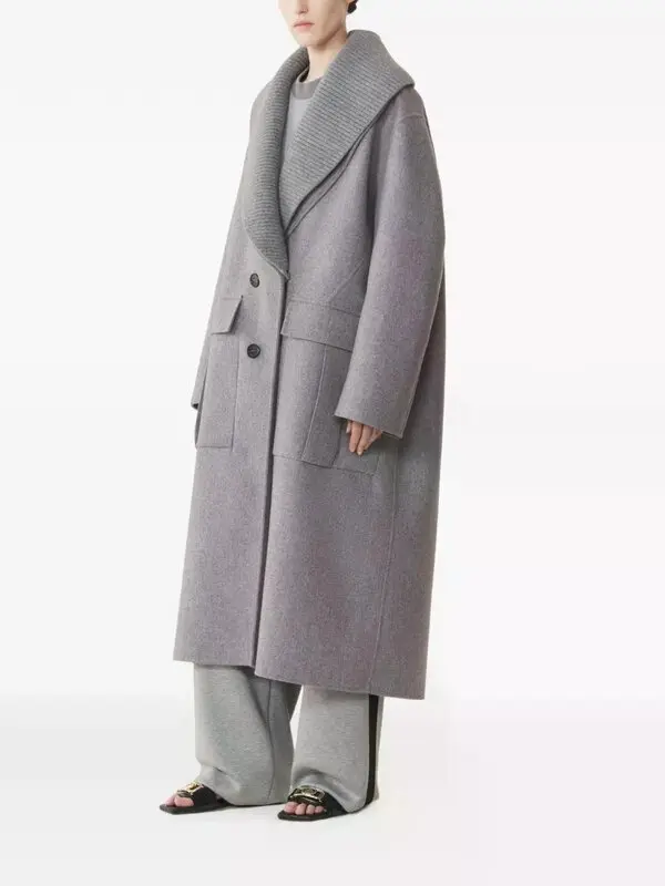 LANVIN Ribbed-collar Double-breasted Coat