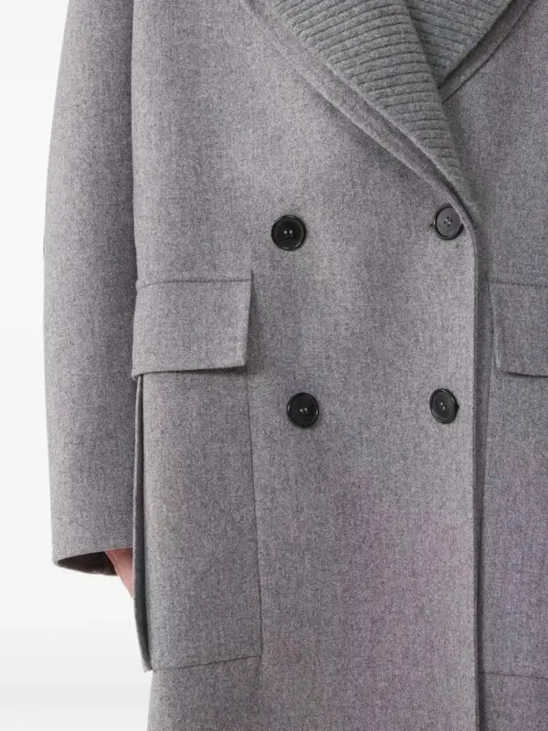 LANVIN Ribbed-collar Double-breasted Coat