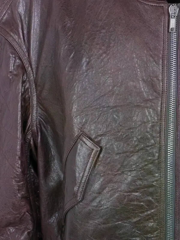 Rick Owens Crinkled Leather Bomber Jacket