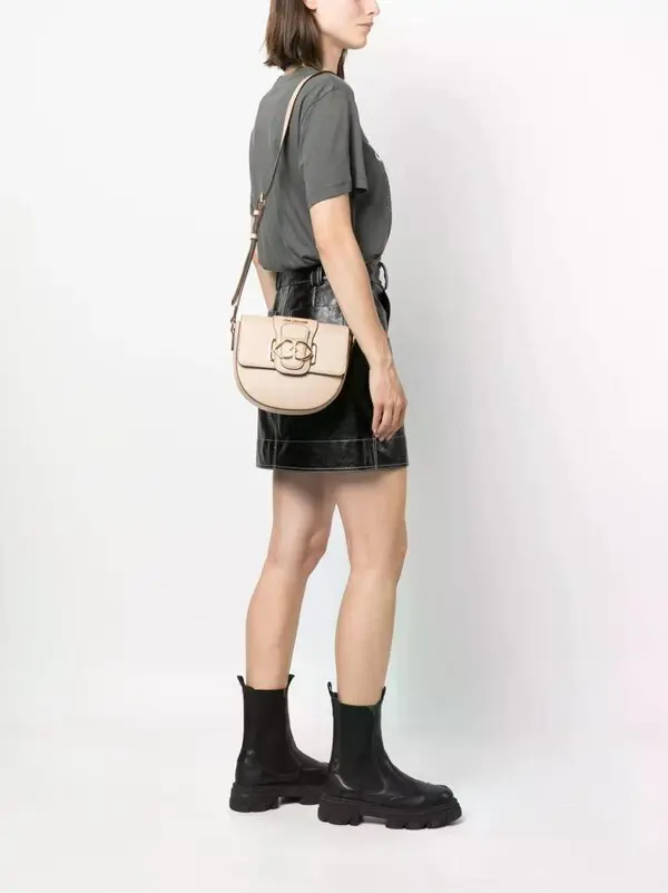 Moschino Heart-buckle Crossbody Bag - Neutrals
