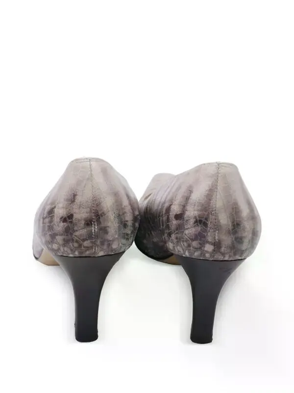 FERRAGAMO Croc-effect Almond-toe Pumps