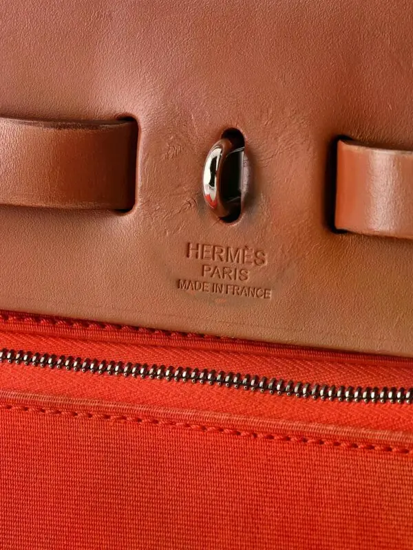 Hermès Herbag Zip Leather And Toile 31 Shoulder Bag - Orange