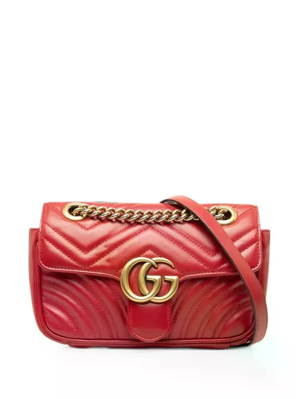 Gucci 2016-2026 Small Gg Marmont Matelasse Calfskin Shoulder Bag - Red
