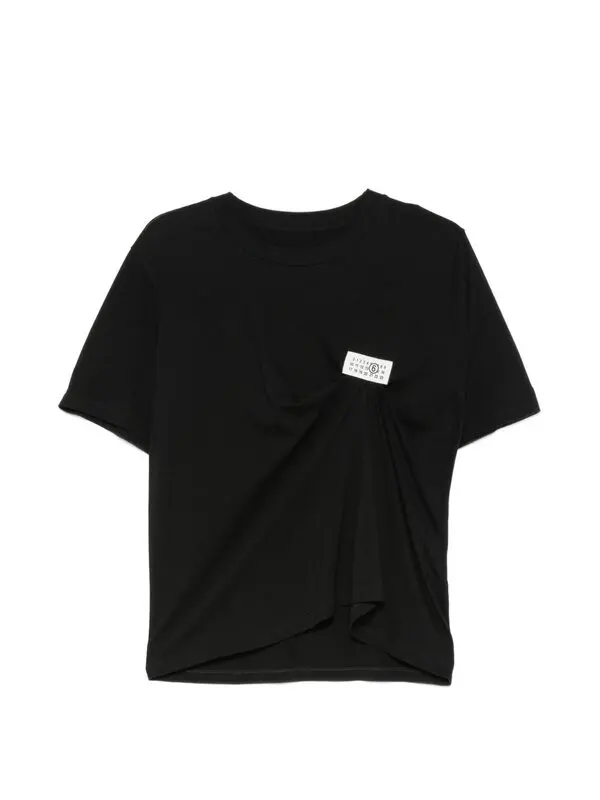 MAISON MARGIELA Gathered Cotton T-shirt With Logo Patch