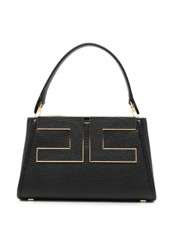 Elisabetta Franchi Faux Leather Handbag With Gold-tone Logo Plaque