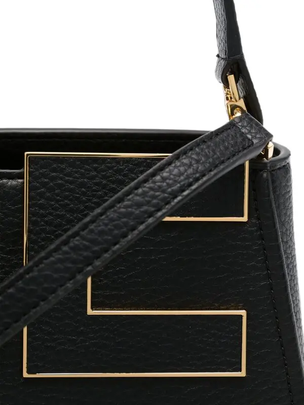 Elisabetta Franchi Faux Leather Handbag With Gold-tone Logo Plaque