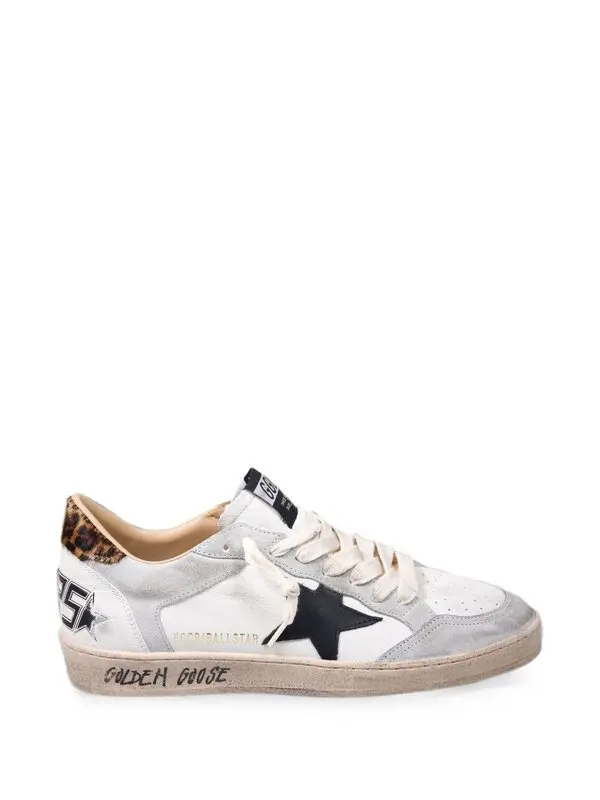 GOLDEN GOOSE Ball Star Leather Sneakers With Leopard Print Detail