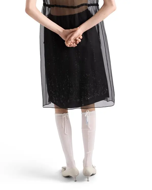 Prada Embroidered Silk Cigaline Dress