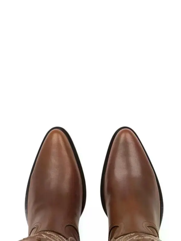 Etro Texan-style Leather Boots With Contrasting Topstitching