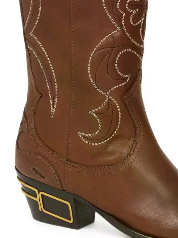 Etro Texan-style Leather Boots With Contrasting Topstitching