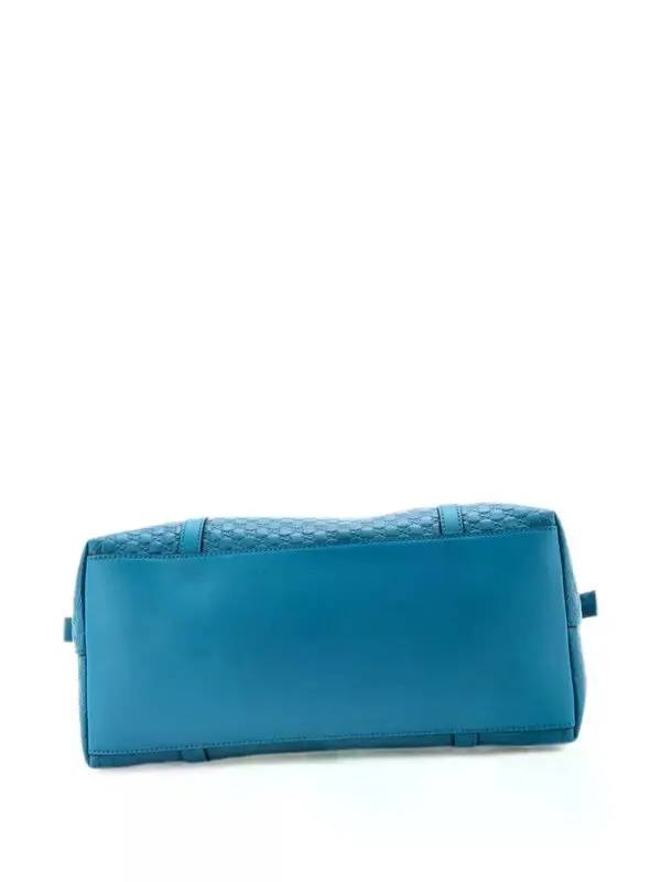 Gucci Britt Convertible Dome Microssima Leather Satchel - Blue