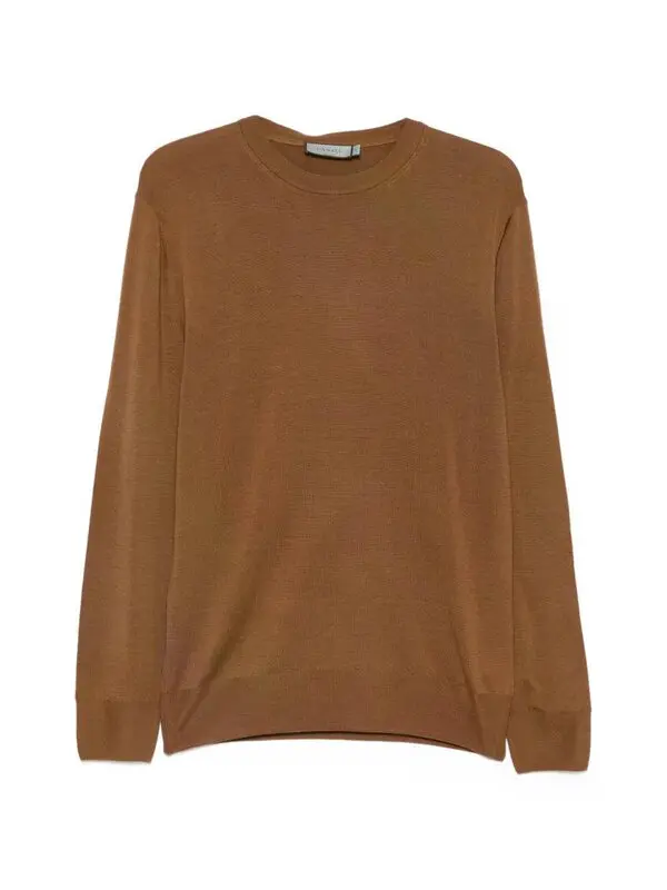 Canali Crew Neck Fine Knit Sweater - Brown