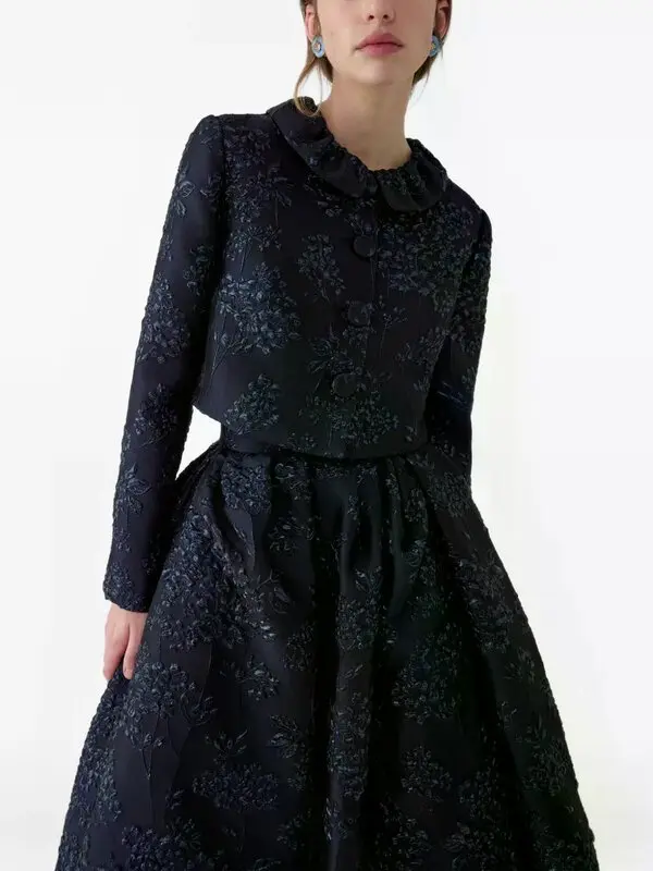 Carolina Herrera Floral-jacquard Cropped Jacket