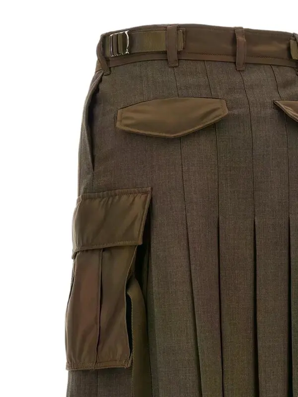 Sacai Asymmetrical Pleated Midi Skirt
