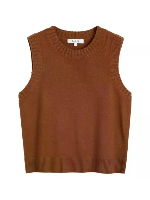 Chinti & Parker Ribbed Trim Sleeveless Sweater