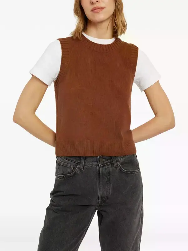Chinti & Parker Ribbed Trim Sleeveless Sweater