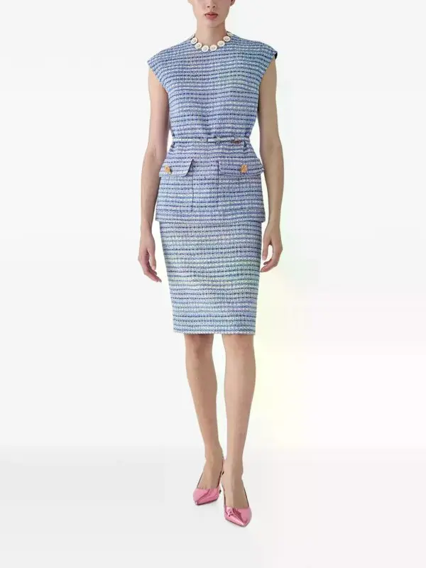 Carolina Herrera Tweed Pencil Midi Skirt