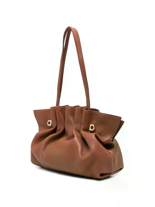 FERRAGAMO Gancini Leather Shoulder Bag - Brown