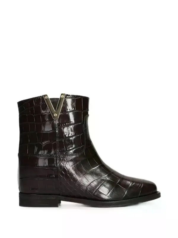 VIA ROMA 15 Croc-effect Internal Wedge-heel Ankle Boots