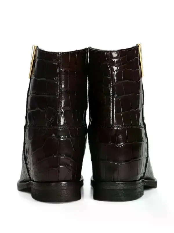 VIA ROMA 15 Croc-effect Internal Wedge-heel Ankle Boots