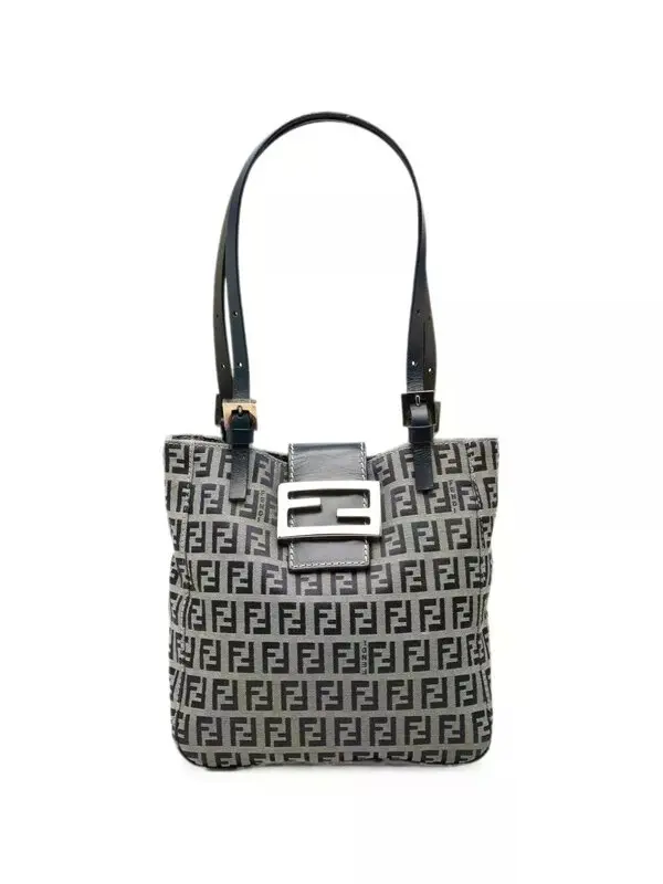 Fendi Zucchino Canvas Shoulder Bag - Grey