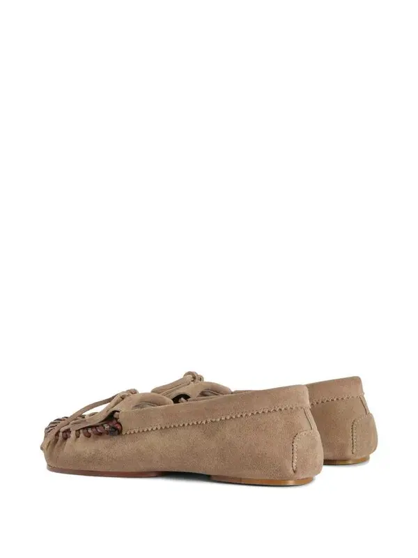 Paris Texas Suede Fringe Ballet Flats - Neutrals