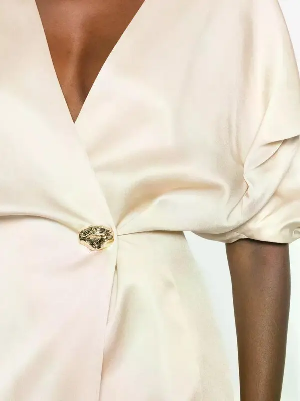 Raquel Diniz Anastasia Button-detail V-neck Mini Dress