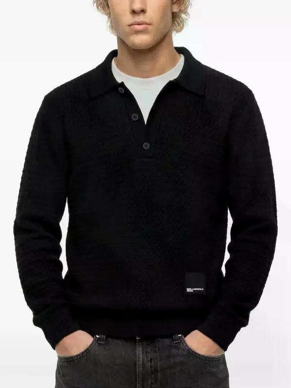 Karl Lagerfeld Long-sleeved Knit Polo
