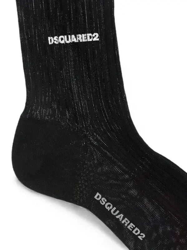 Dsquared2 Ribbed Crew Socks With Logo Print