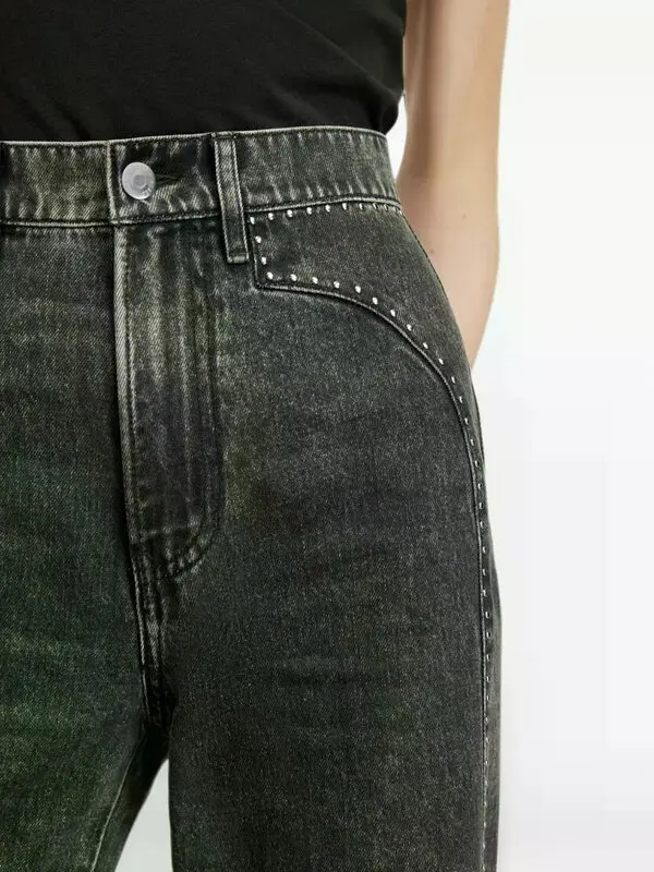 Veronica Beard Grant Stud-embellished Wide-leg Jeans