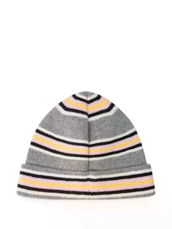 Fiorucci Angel Patch Striped Beanie Hat