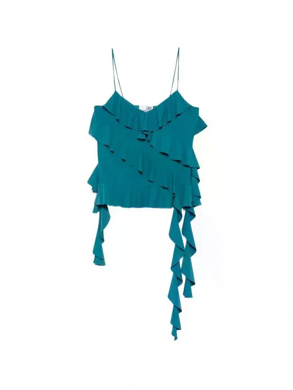 Moschino Ruffled Spaghetti-strap Top - Blue