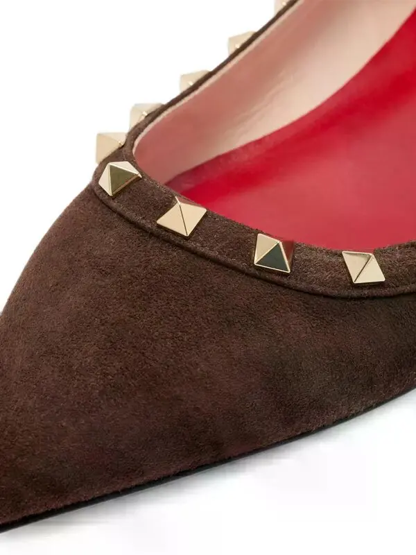 Valentino Garavani Rockstud Pointed-toe Ballet Flats - Brown