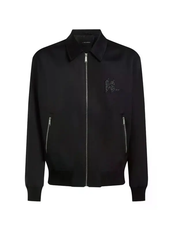 Karl Lagerfeld Monogram Embellished Bomber Jacket