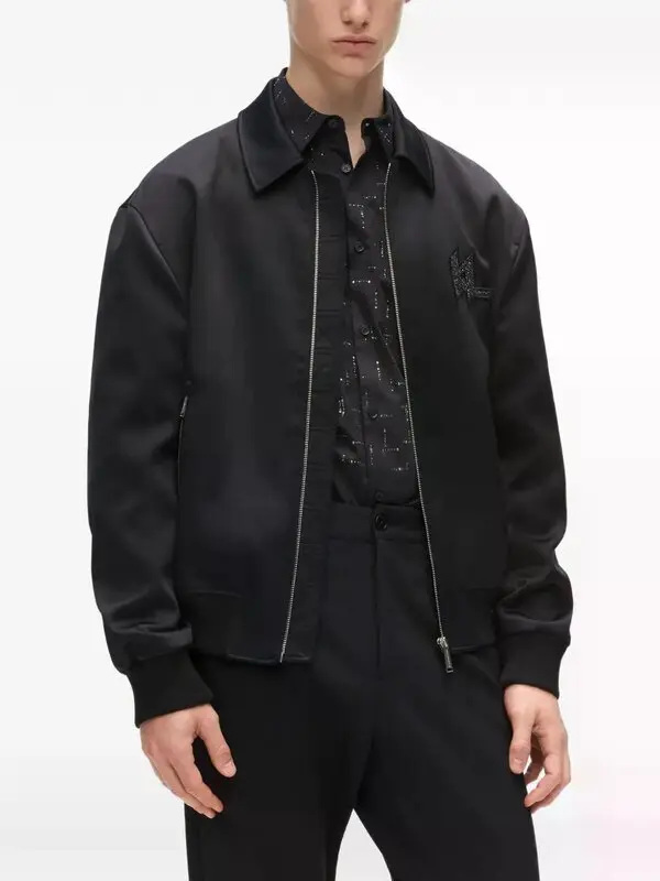 Karl Lagerfeld Monogram Embellished Bomber Jacket