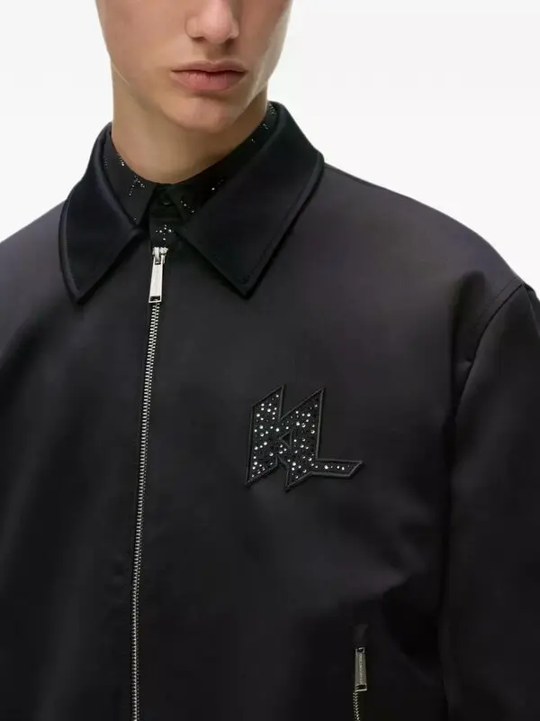 Karl Lagerfeld Monogram Embellished Bomber Jacket