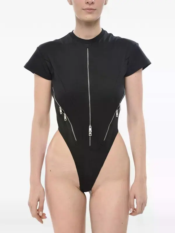 MUGLER Zip-detail Short-sleeve Bodysuit