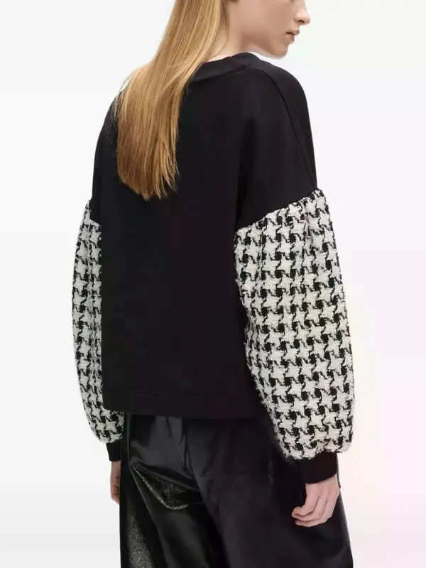 Karl Lagerfeld Bouclé Houndstooth Zip-up Sweatshirt