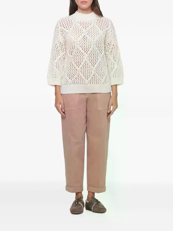 Peserico Perforated Knit Bead Embellished Sweater
