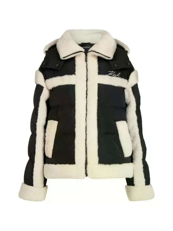 Karl Lagerfeld Puffer Jacket With Faux-shearling Trim - Black