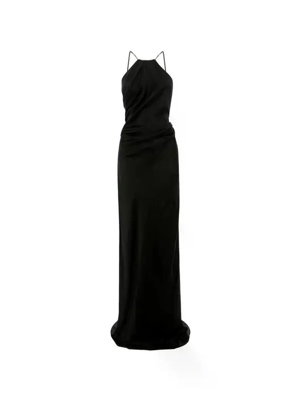 Victoria Beckham Draped Gown With Chain Strap Detail - Black