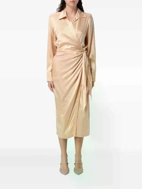 CRIDA MILANO Wrap-style Long-sleeve Midi Dress