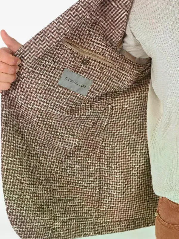 Corneliani Pied-de-poule Single-breasted Blazer - Brown