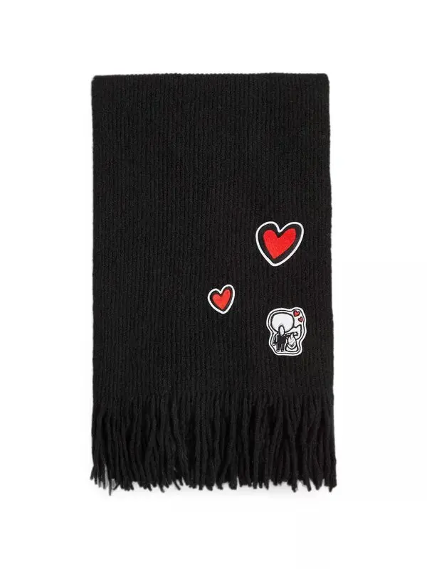 Karl Lagerfeld Ikon Furry Patch Scarf - Black