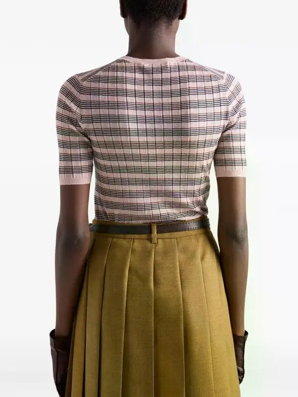 Prada Striped Cashmere And Silk Cropped Sweater