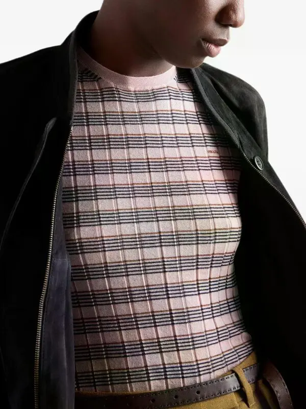 Prada Striped Cashmere And Silk Cropped Sweater