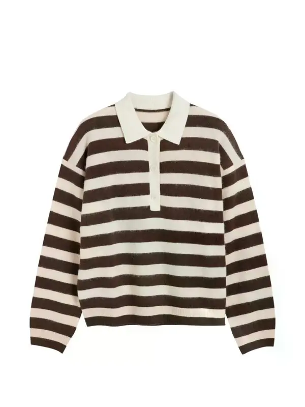 Chinti & Parker Striped Merino-wool Polo Sweater