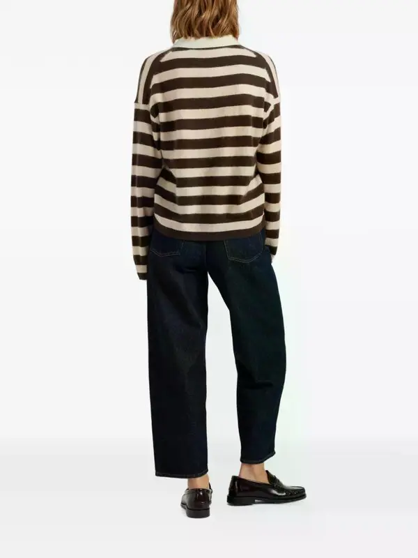 Chinti & Parker Striped Merino-wool Polo Sweater